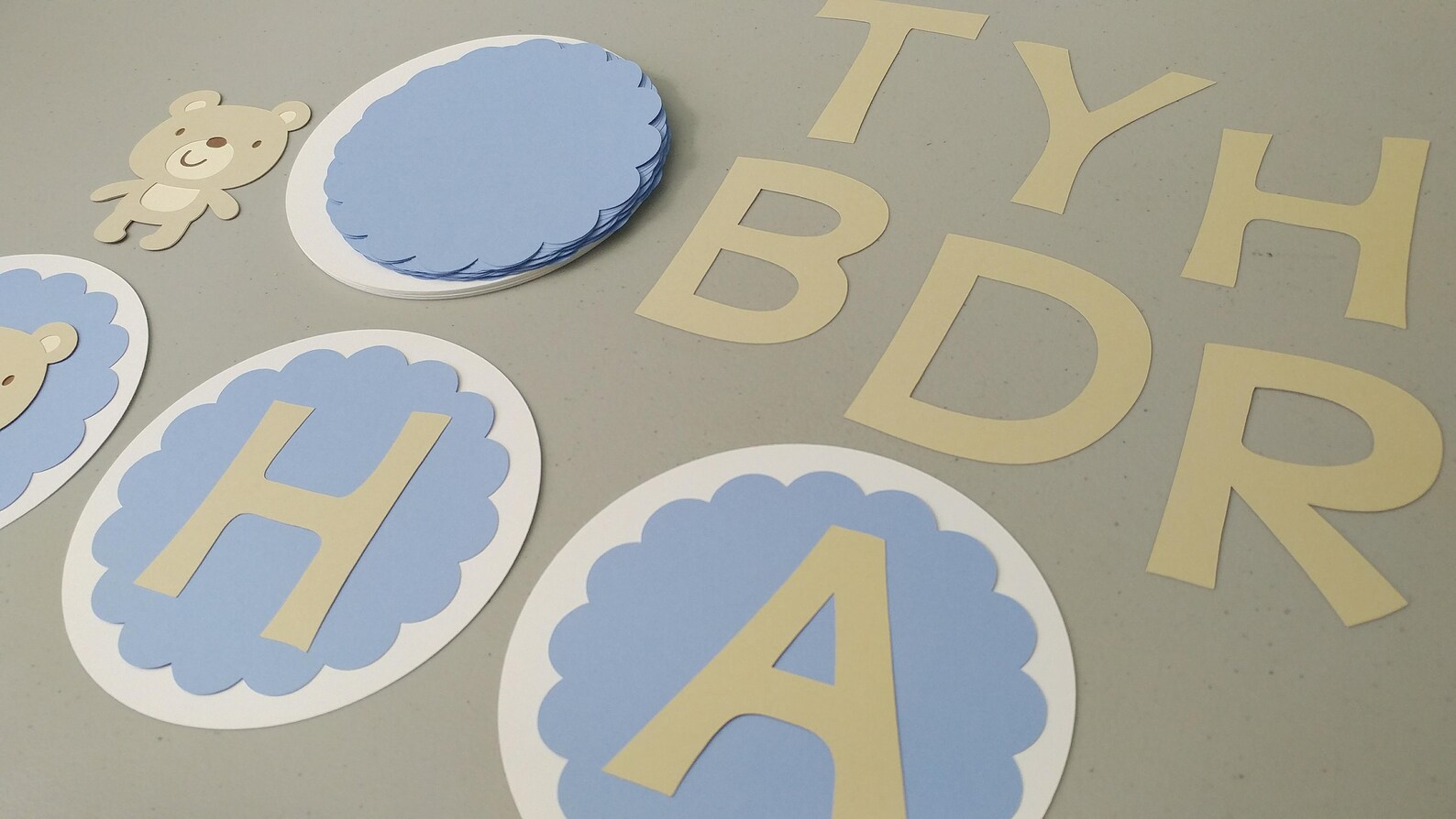 Bear Themed Birthday Banner, DIY Bear Birthday, Baby Blue, White and ...