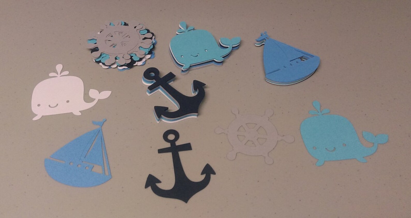 Nautical Cutouts, Anchor, Ship Wheel, Whale, Sail Boat Die Cuts ...