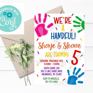 Hi Five Handful Birthday Invitation - Printable Editable Hi Five ...
