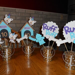 Dog Theme Centerpiece - Ruff Ruff Sign - Dog Birthday Party - Baby ...