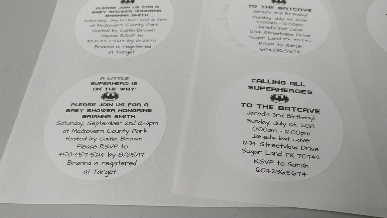 Round Party Sticker Labels 3 Inch Round Party Information - Etsy