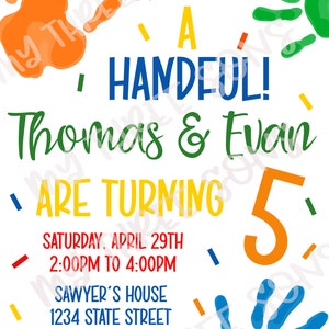Hi Five Handful Birthday Invitation - Printable Editable Hi Five ...