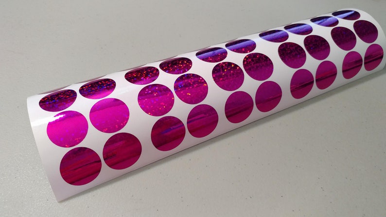Pink Holographic Sparkle Vinyl Circles, Vinyl Decals, 40 Round Sparkle ...