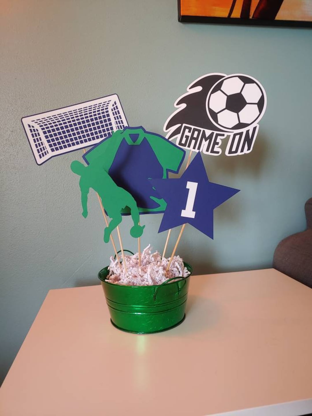 Soccer Centerpiece - Game on Soccer Centerpiece - Sports Birthday Party ...