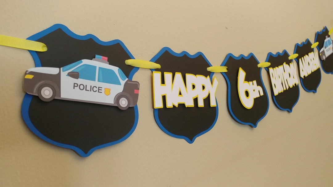Police Officer Themed Happy Birthday Banner - Police Themed Birthday ...