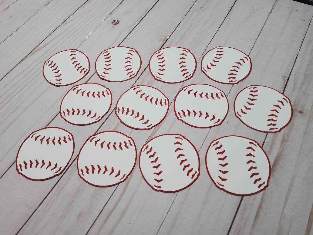 Baseball Cutouts 12 Baseball Diecuts Baseball Cupcake | Etsy