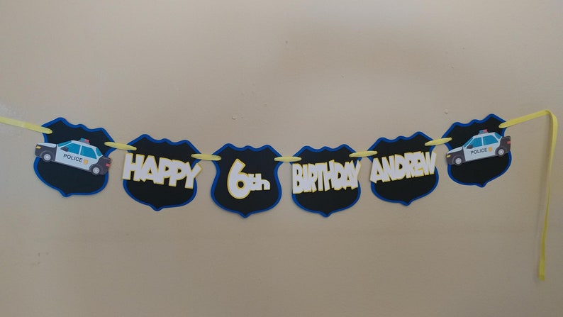 Police Officer Themed Happy Birthday Banner - Police Themed Birthday ...