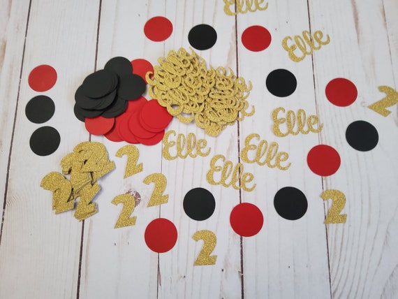 Custom Table Confetti Red Black and Gold Glitter Party | Etsy
