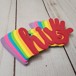 Hi Five Cupcake Toppers - Hi Five I'm Five Birthday Party Theme - Neon ...