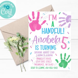 Hi Five Handful Birthday Invitation - Printable Hi Five Invitation - Hi ...