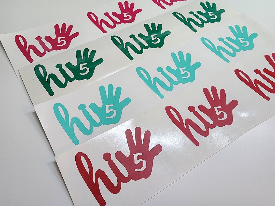 Hi Five Vinyl Decals - Hi Five I'm Five Birthday Party Theme - Hi Five ...