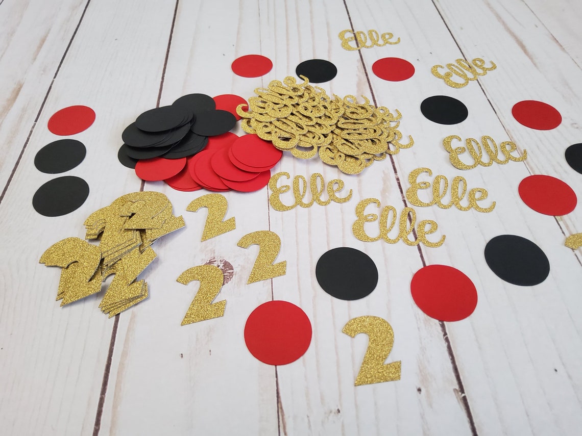 Custom Table Confetti Red Black and Gold Glitter Party | Etsy