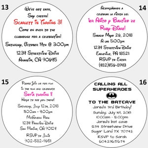 Round Party Sticker Labels, 3 Inch Round Party Information Stickers, 3 ...