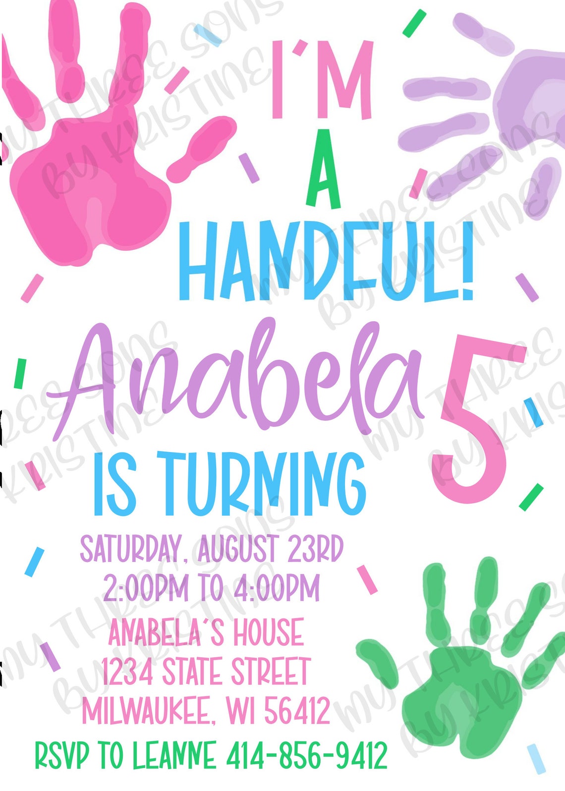 Hi Five Handful Birthday Invitation - Printable Hi Five Invitation - Hi ...