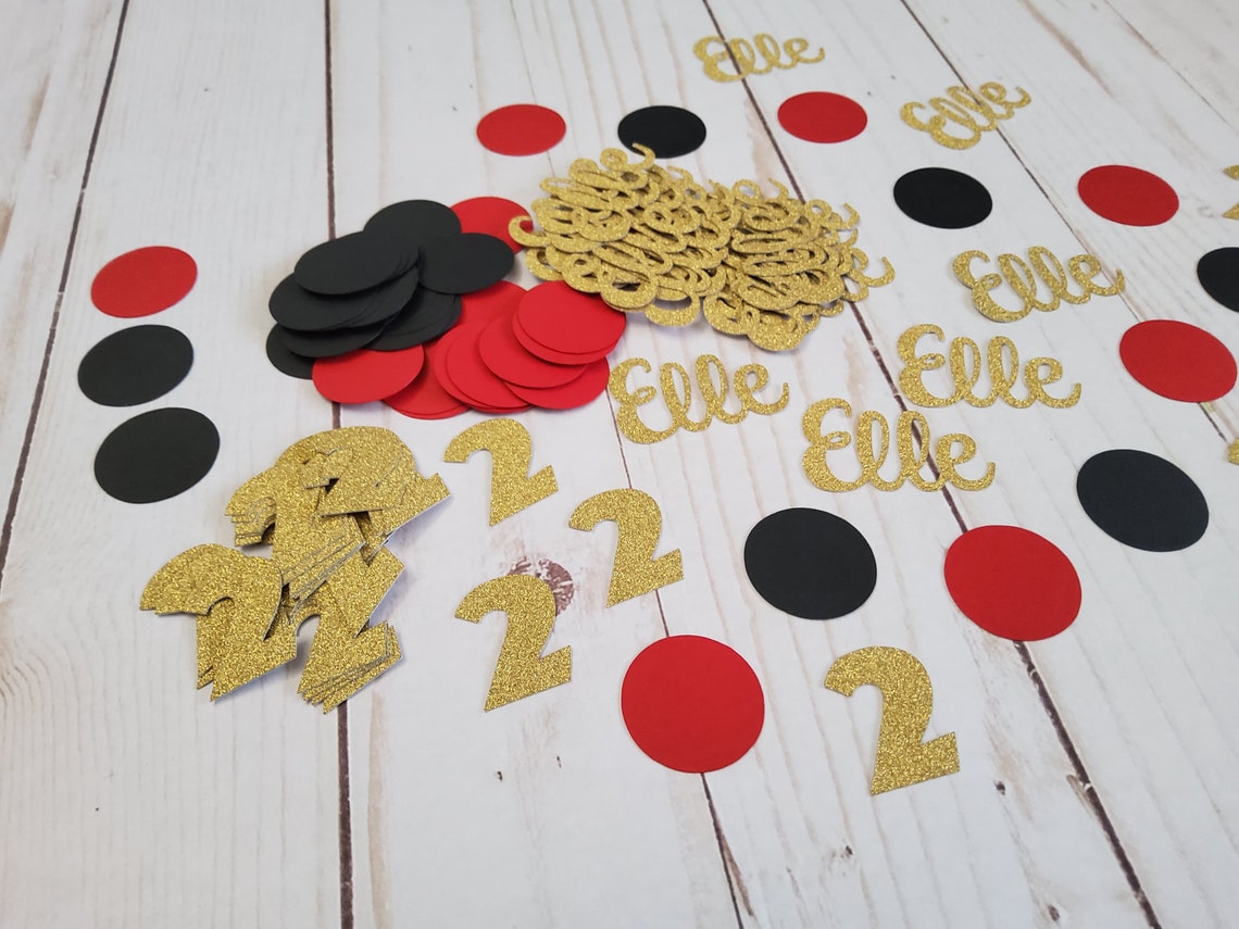 Custom Table Confetti Red Black and Gold Glitter Party | Etsy