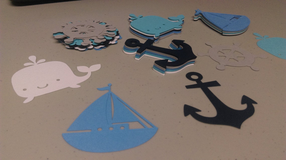 Nautical Cutouts, Anchor, Ship Wheel, Whale, Sail Boat Die Cuts ...
