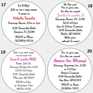 Round Party Sticker Labels, 3 Inch Round Party Information Stickers, 3 ...