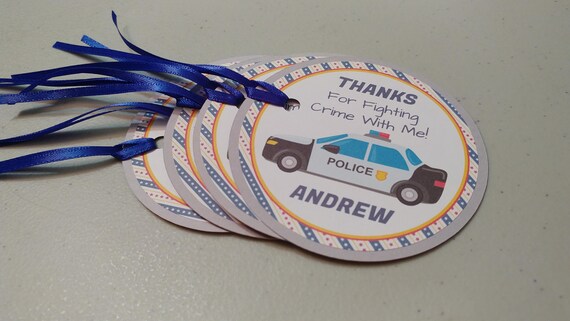 Police Themed Favor Tags Set of 12 Personalized Police Themed | Etsy