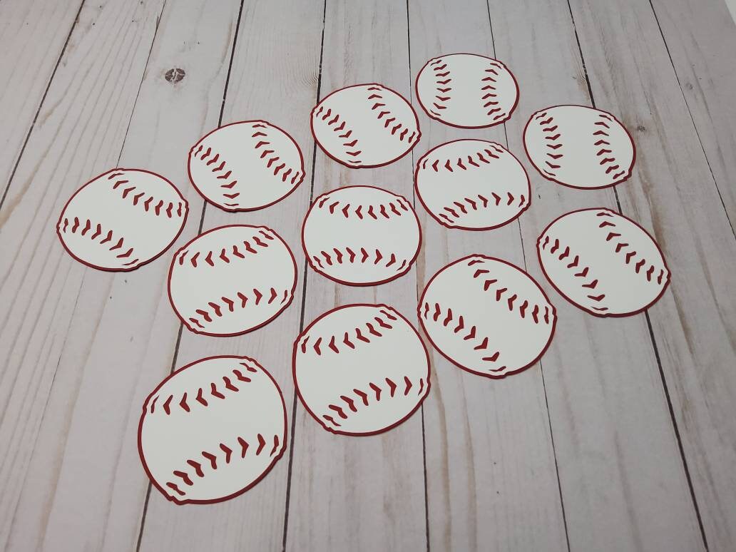 Baseball Cutouts 12 Baseball Diecuts Baseball Cupcake | Etsy
