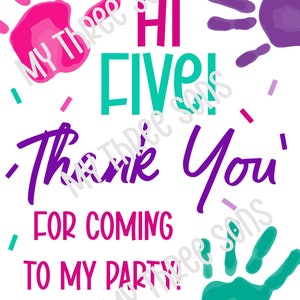 Hi Five Thank You Tag Printable Hi Five Thank You Tag Hi - Etsy
