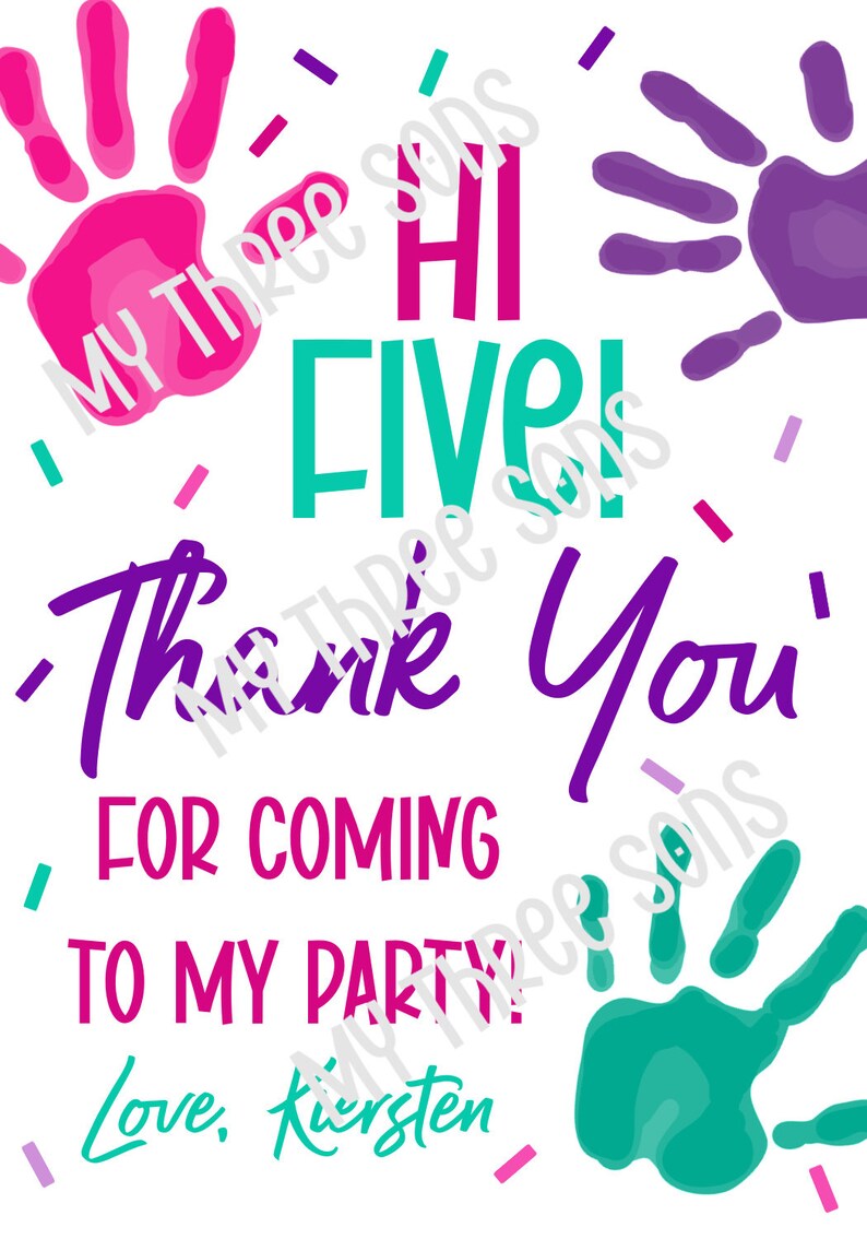 Hi Five Thank You Tag Printable Hi Five Thank You Tag Hi - Etsy