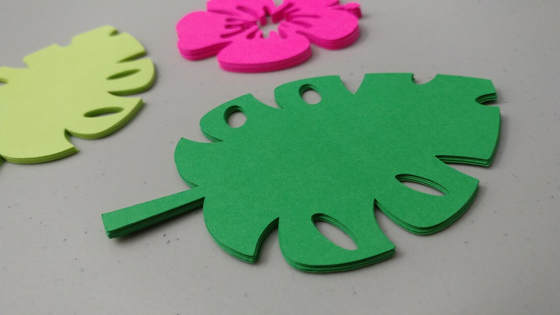 Hawaiian Themed Party Cutouts Leaf and Hibiscus Flower - Etsy