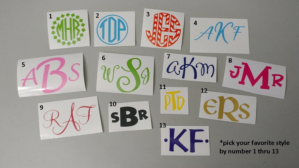 Monogram Vinyl Decal, Cell Phone Monogram, Laptop Monogram, Yeti ...