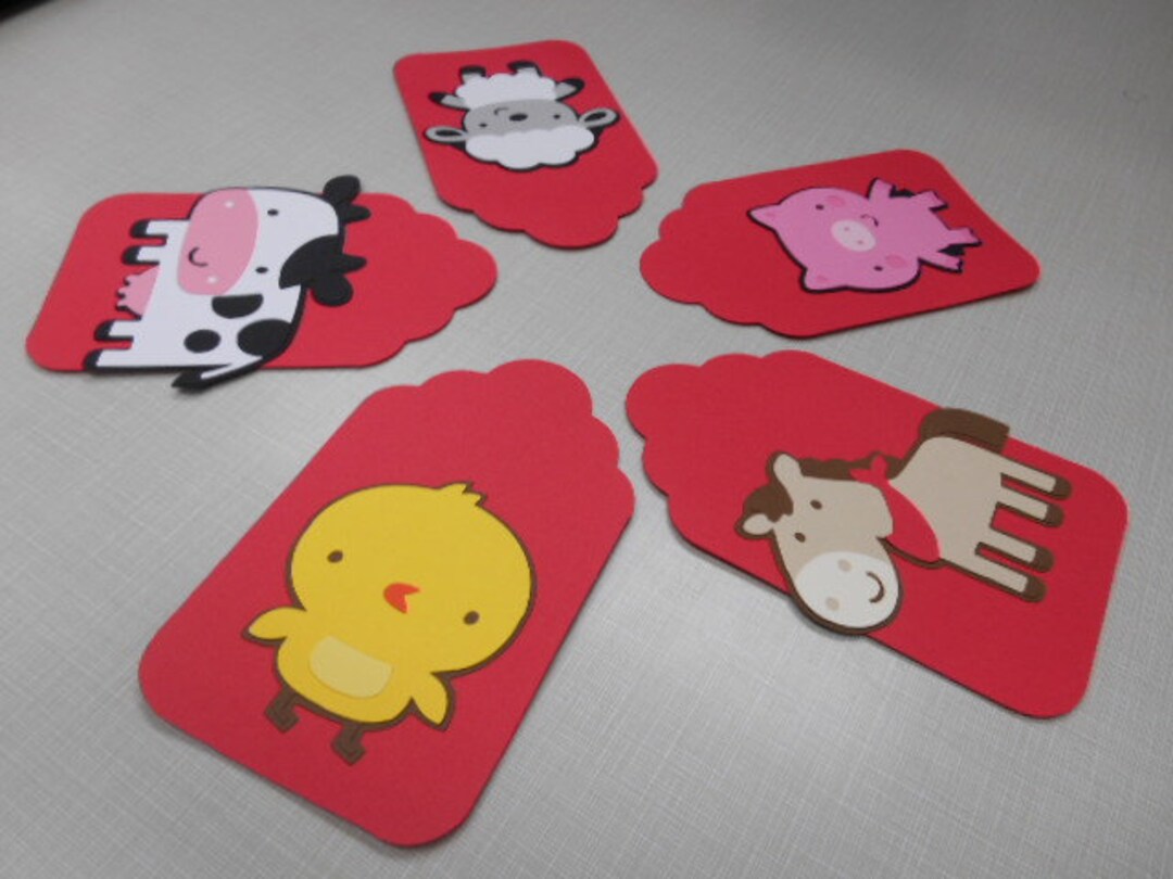 Zoo Animals Favor Tags, Farm Animals, Birthday Party Tags, Baby Shower ...
