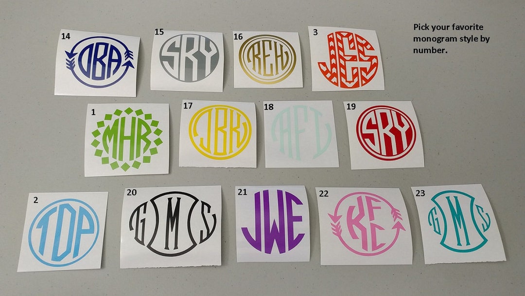Monogram Vinyl Decal, Cell Phone Monogram, Laptop Monogram, Yeti ...