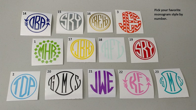 Monogram Vinyl Decal, Cell Phone Monogram, Laptop Monogram, Yeti ...