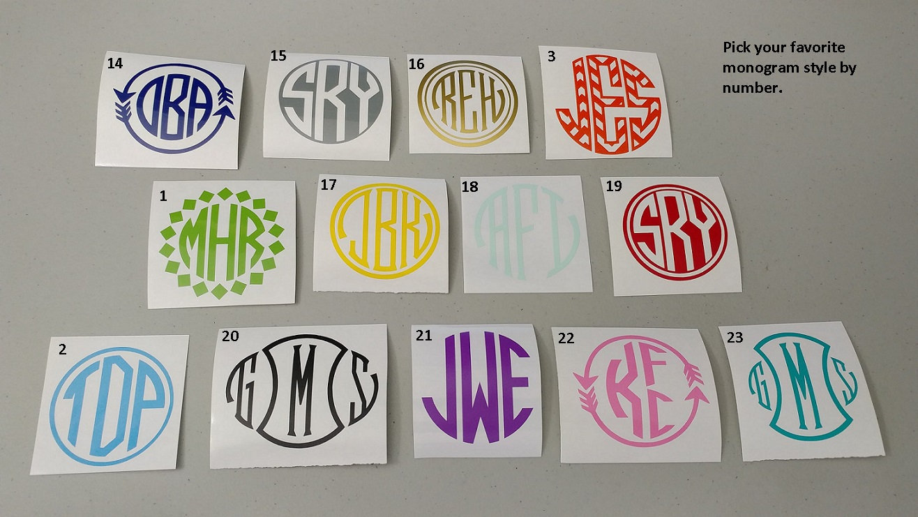 Monogram Vinyl Decal, Cell Phone Monogram, Laptop Monogram, Yeti ...