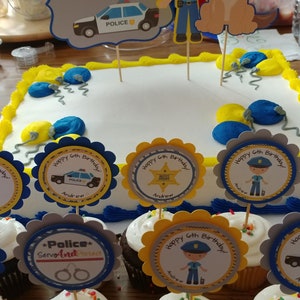 Police Themed Cupcake Toppers, Set of 24 Personalized Police Themed ...