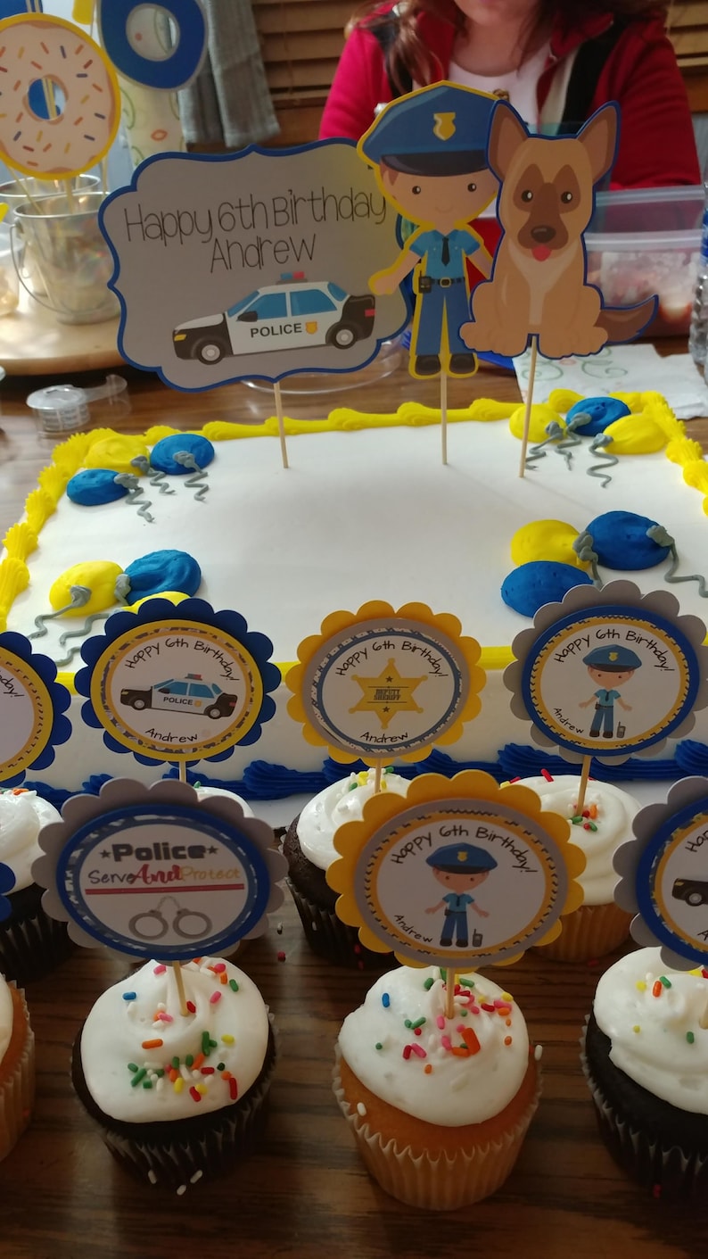 Police Themed Cupcake Toppers, Set of 24 Personalized Police Themed ...