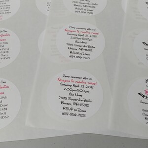 Round Party Sticker Labels, 3 Inch Round Party Information Stickers, 3 ...