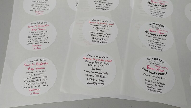 Round Party Sticker Labels 3 Inch Round Party Information | Etsy