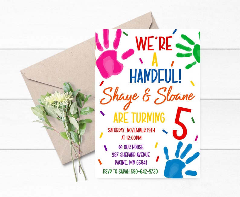 Hi Five Handful Birthday Invitation Printable Hi Five - Etsy