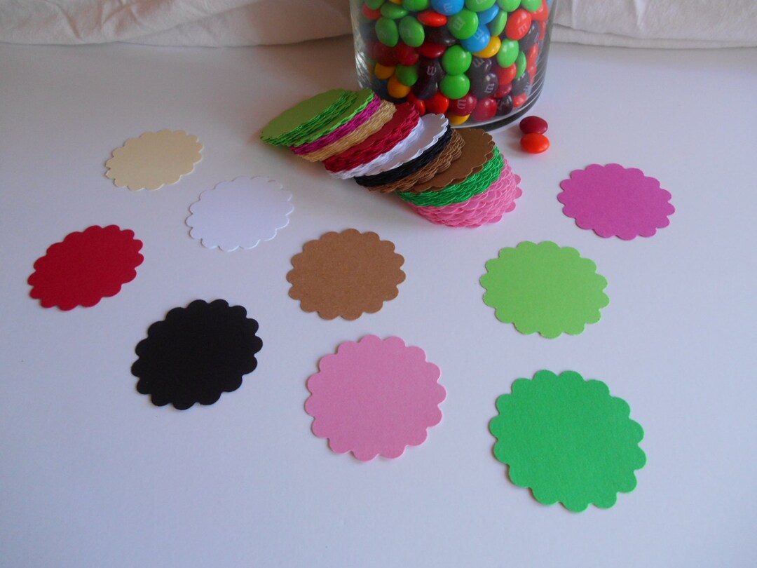 Scalloped Circles Cardstock (40) Die Cuts for Scrapbooking, Cupcake ...