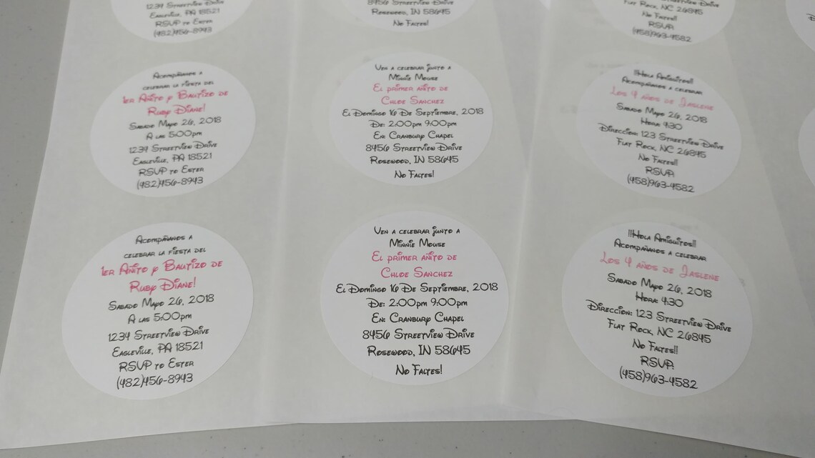 Round Party Sticker Labels 3 Inch Round Party Information | Etsy