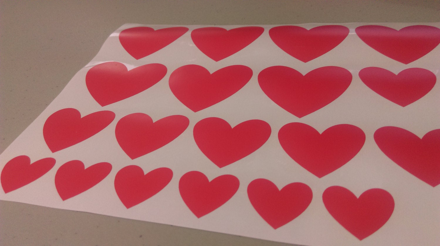 Red Heart Stickers Red Vinyl Heart Decals Red Valentines | Etsy