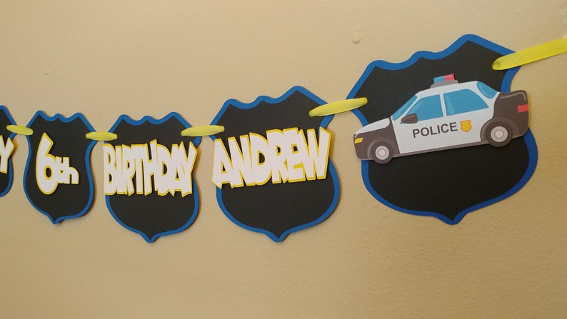 Police Officer Themed Happy Birthday Banner - Police Themed Birthday ...
