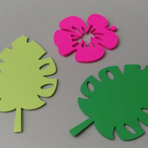Hawaiian Themed Party Cutouts, Leaf and Hibiscus Flower Cutouts ...