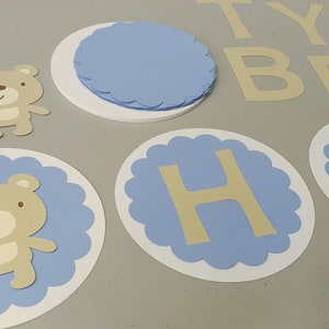Bear Themed Birthday Banner, DIY Bear Birthday, Baby Blue, White and ...