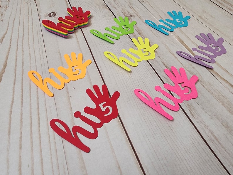 Hi Five Cupcake Toppers - Hi Five I'm Five Birthday Party Theme - Neon ...