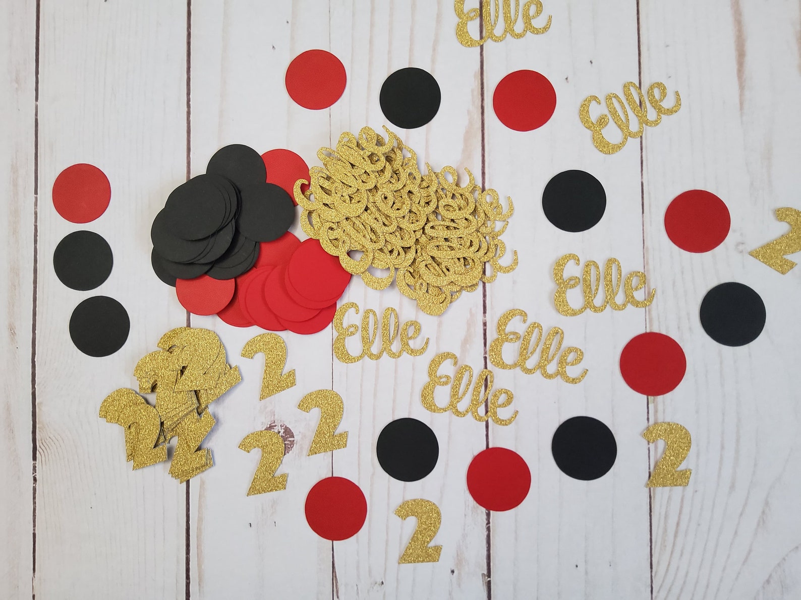 Custom Table Confetti Red Black and Gold Glitter Party | Etsy