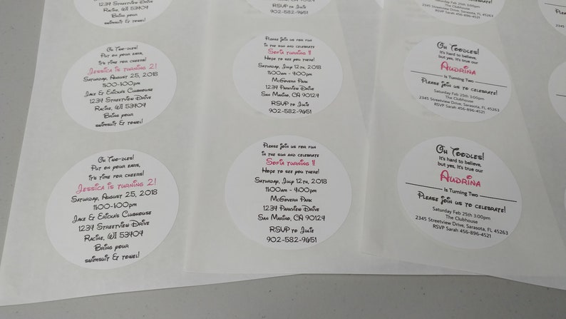 Round Party Sticker Labels 3 Inch Round Party Information | Etsy