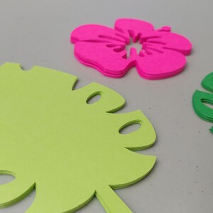 Hawaiian Themed Party Cutouts, Leaf and Hibiscus Flower Cutouts ...