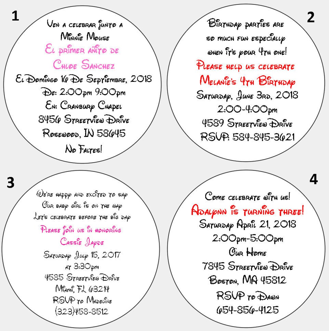 Round Party Sticker Labels, 3 Inch Round Party Information Stickers, 3 ...