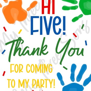 Hi Five Thank You Tag - Printable Hi Five Thank You Tag- Hi Five ...