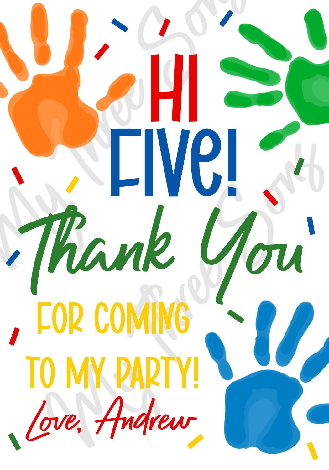 Hi Five Thank You Tag - Printable Hi Five Thank You Tag- Hi Five ...