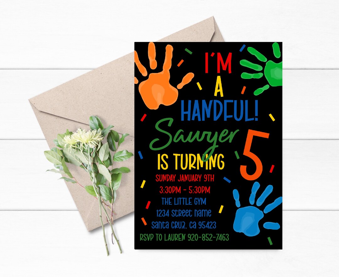 Hi Five Handful Birthday Invitation Printable Hi Five - Etsy